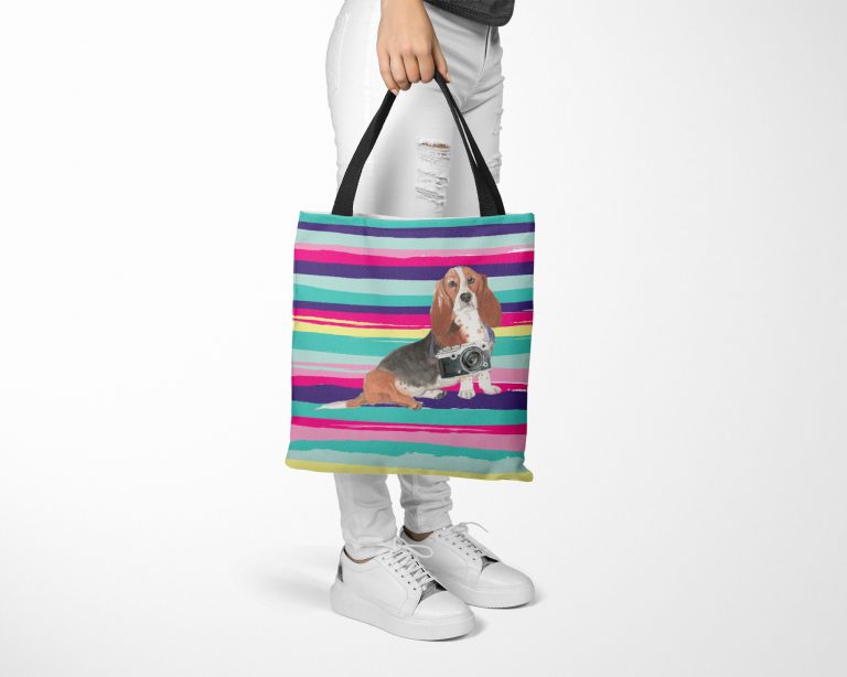 Basset Hound Dog Tote Bag Illustrated dogs & 6 Travel inspired styles ...