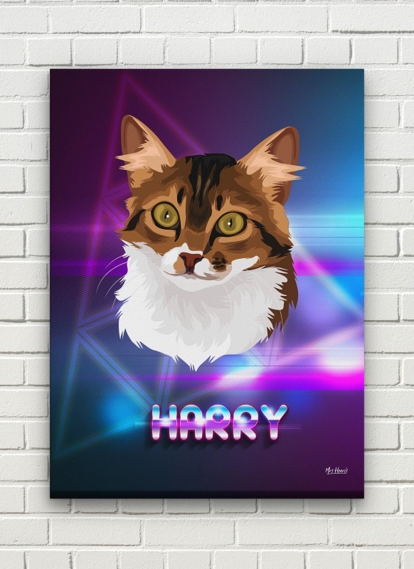 Custom Retro Arcade Style Cat Portrait - Pet illustration from photo ...