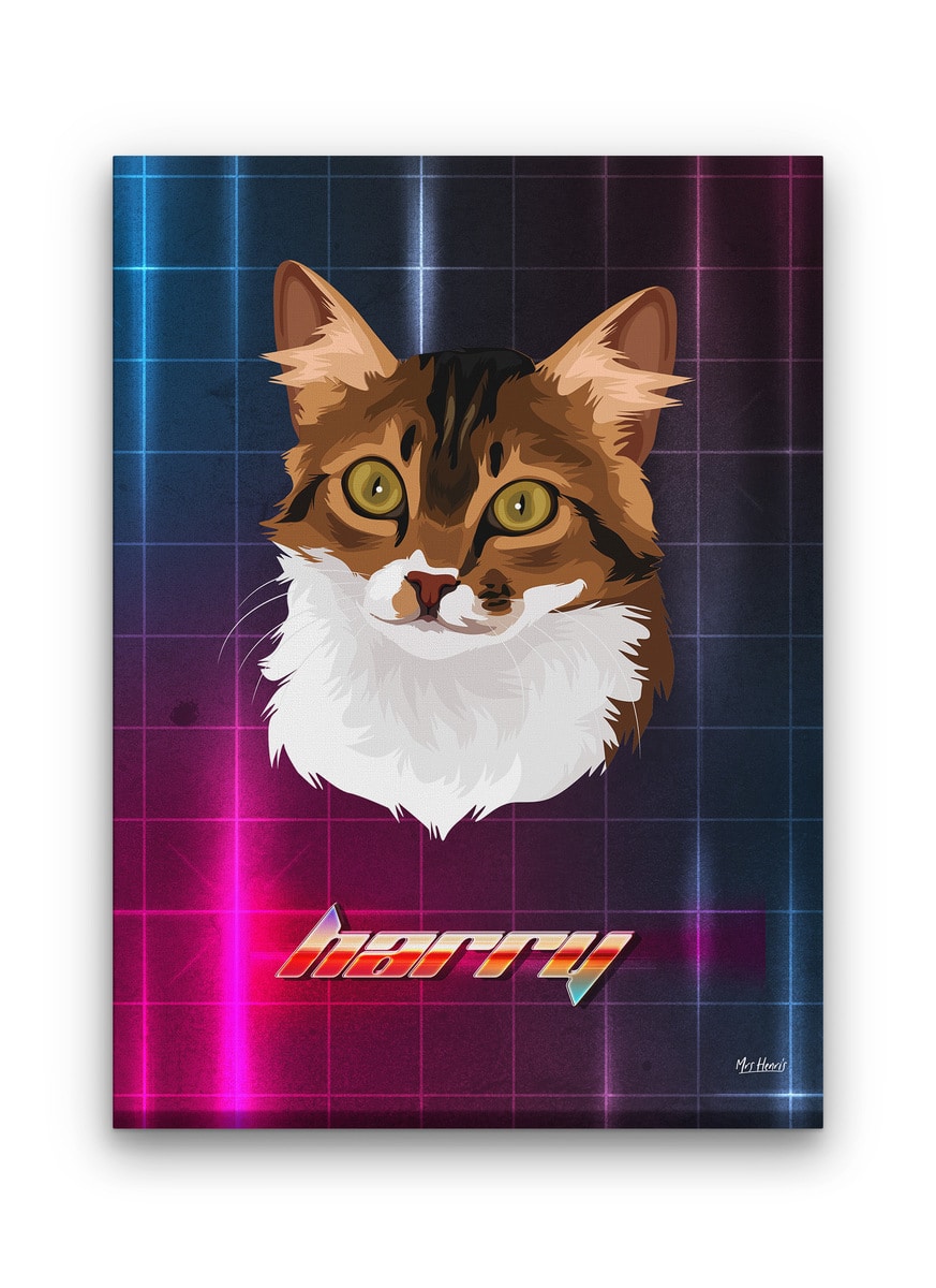 Custom Retro Arcade Style Cat Portrait - Pet illustration from photo ...