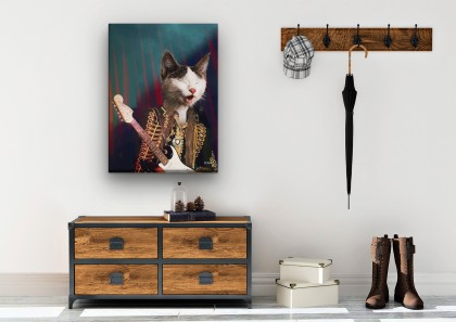 Hendrix Style Cat Portrait - Legendary Icons pet portrait on canvas ...
