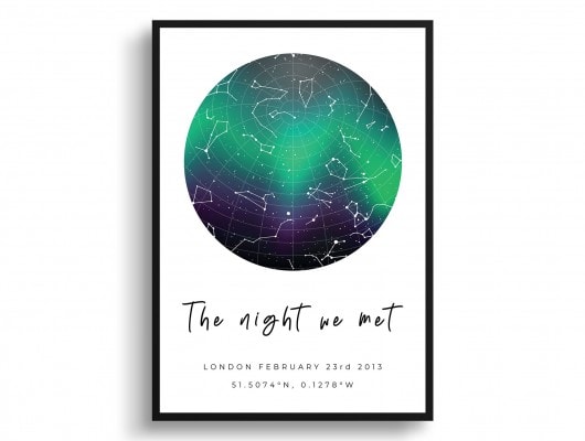 White Background Space Custom Star Map - Personalized Constellation Map ...