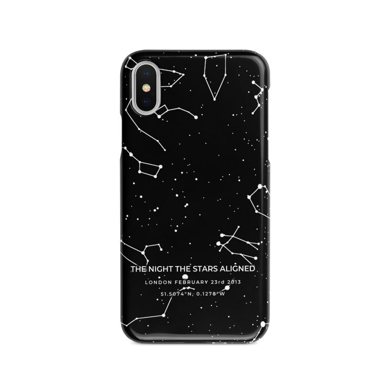 Custom White On Black Star Map Phone Case - Personalized Constellation ...