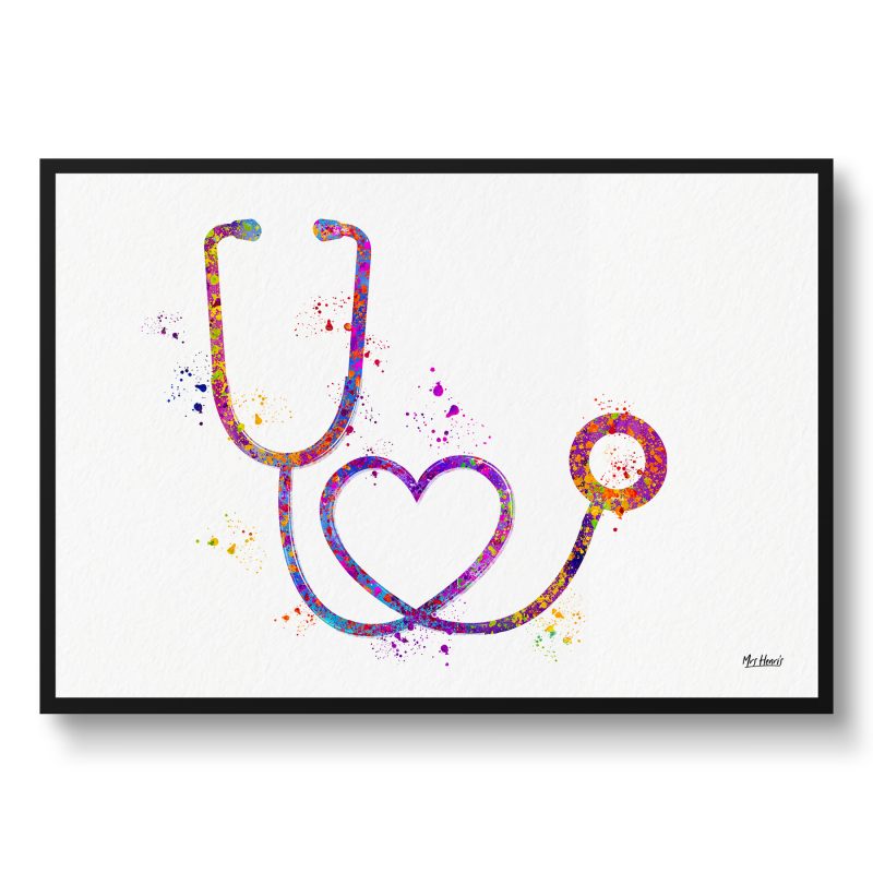 Stethoscope Watercolour Print Medical Tools Nurse & Doctor Office ...