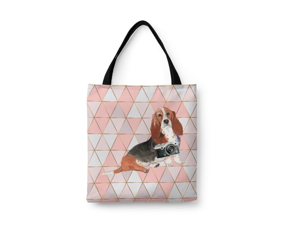 Basset Hound Dog Tote Bag Illustrated dogs & 6 Travel inspired styles ...