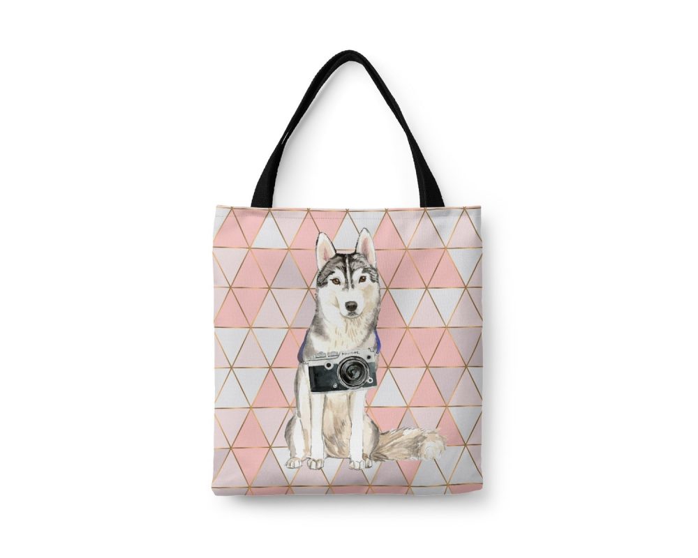 Siberian Husky Dog Tote Bag Illustrated dogs & 6 Travel inspired styles ...